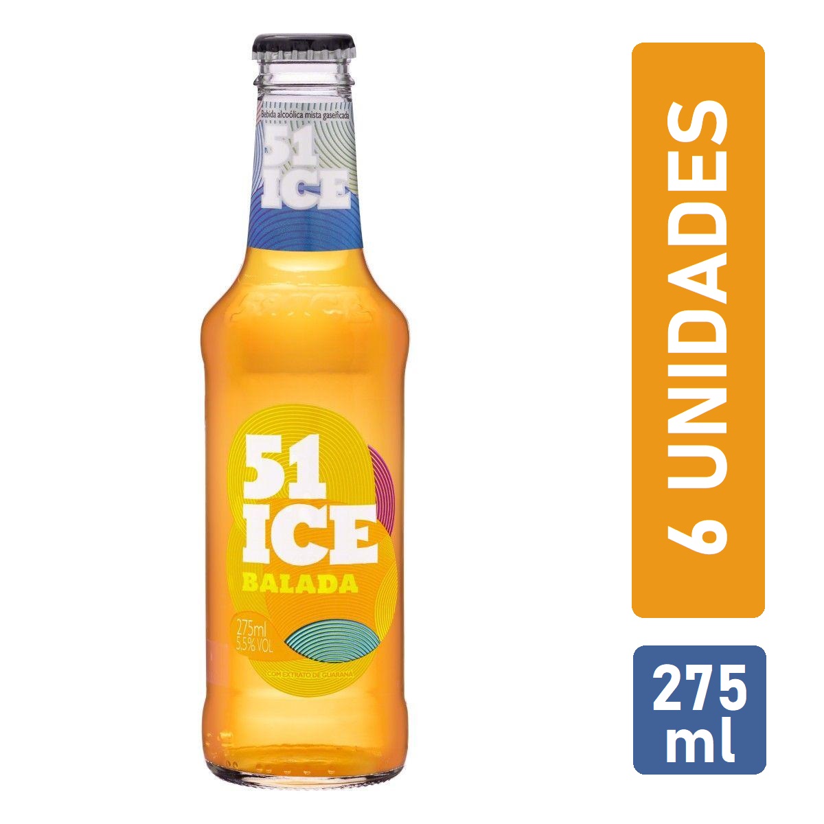Bebida Ice 51 Tangerina Long Neck 275ml Com 6 Unidades